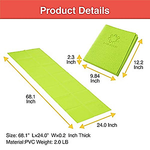 Primasole Folding Travel Yoga Mat Foldable light weight Easy to carry to Workout Fitness Class Beach Park Travel Picnics 4mm thick Lime Green Color PSS91NH028A