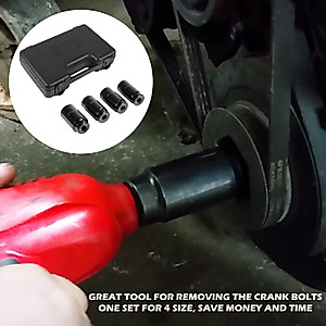 1/2" Drive Crank Bolt Socket Set, 17MM 21MM 22MM 27MM Harmonic Balancer Socket Set, Crank Bolt Removal Tool, 3 Times Momentum Power of Standard Impact Socket Set