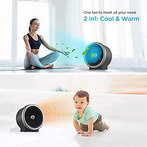 PELONIS Portable Heater with Air Circulation Fan with LED Display. Cooling & Heating Mode Space Heater for All Year Around Use, Tip Over & Overheat Protection,for Home, Office Personal Use, Black