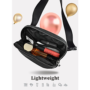 Belt Bag for Women, Meyfancy Unisex Fanny Packs with Adjustable Strap Small Crossbody Black Fanny Pack Fashion Waterproof Everywhere Belt Bag for Traveling Hiking Running Casual