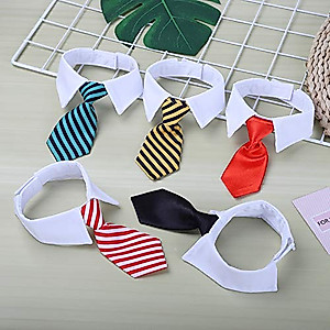7 Striped Tie, Velcro Tie, Adjustable Pet Bow Ties ，Formal Classy Tuxedo Bow Ties，Multiple Colors to Choose Suitable for Pet Birthday, Party, Wedding, ，Surprise for Kittens and Puppies