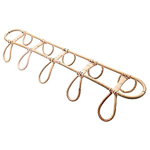 FDSF Camsiom Large Rattan Wall Hooks Clothes Hat Hanging Hook Crochet Cloth Holder Organizer Hangers Decor for Home Decor