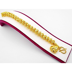Heart Pikun Flower Lai Thai Gold Plated Bangle 22k 24k Thai Baht Yellow Gold Filled Bracelet Jewelry Women