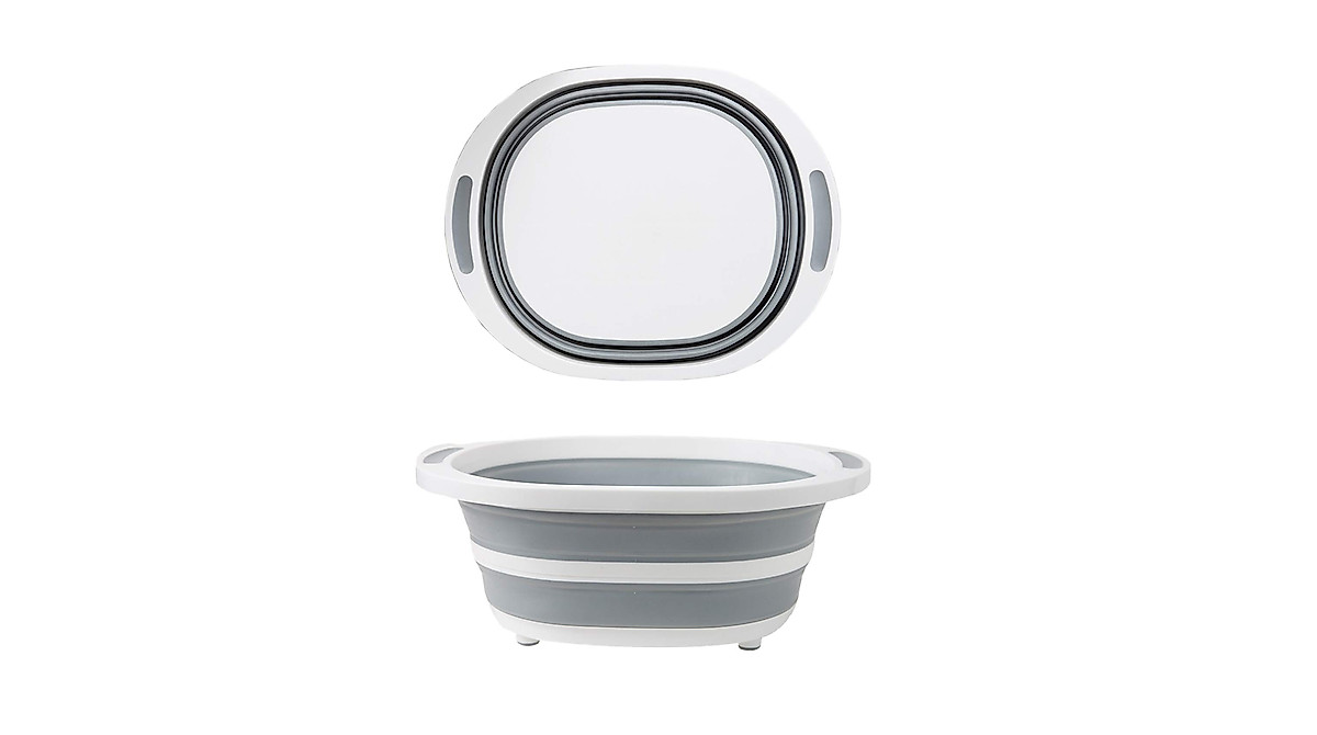 Ahyuan Collapsible Dish Pan & Chopping Board Combo - Portable 10L Basin