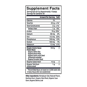 Live Conscious Organic Pea Protein Powder - Cosmic Cacao Chocolate Flavor | Low-carb Plant-Based Vegan Protein Blend - Pea, Brown Rice, Pumpkin, Sacha Inchi | 20 Servings, 17 oz