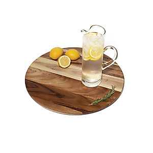 Lipper International Acacia Natural Finish Grand 20" Turntable Lazy Susan for Table or Pantry