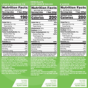 No Cow High Protein Bars, Top Flavors Pack, 20g Plus Plant Based Vegan, Keto Friendly, Low Sugar, Low Carb, Low Calorie, Gluten Free, Dairy Free, Non GMO, Kosher, 12 Pack