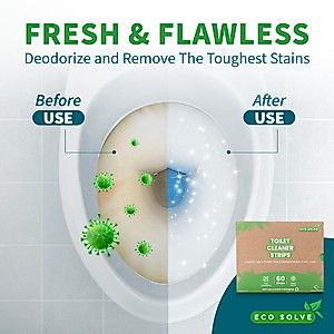 Natural Toilet Bowl Cleaner Strips, Eco-friendly, Non-toxic, Septic Safe, Removes Odors & Stains, Plastic-free, Natural Toilet Bowl Cleaner for Quick and Easy Cleaning, Toilet Fresheners (60 count)