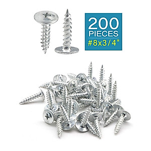 IMScrews 200pcs #8 x 3/4" Truss Head Screws Standard Thread Self Tapping Screws Wood Work MDF Zinc