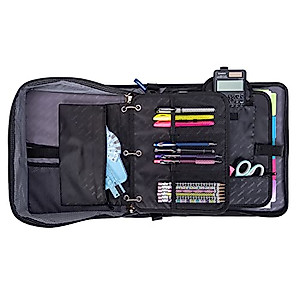 Case-it The Dual 2-in-1 Zipper Binder - Two 1.5 Inch D-Rings - Includes Pencil Pouch - Multiple Pockets - 600 Sheet Capacity - Comes with Shoulder Strap -Dual-132, Blue