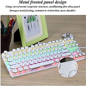 RMENST Gaming Keyboard, 87 Keys, Wired LED Backlit Computer Keyboard, USB Ergonomic Mechanical Keyboard for Desktop/Computer/PC (Color : White)