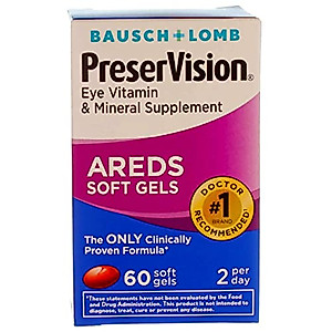 Bausch and Lomb Preservision Eye Vitamin and Mineral Supplements with Areds, 60 sgels