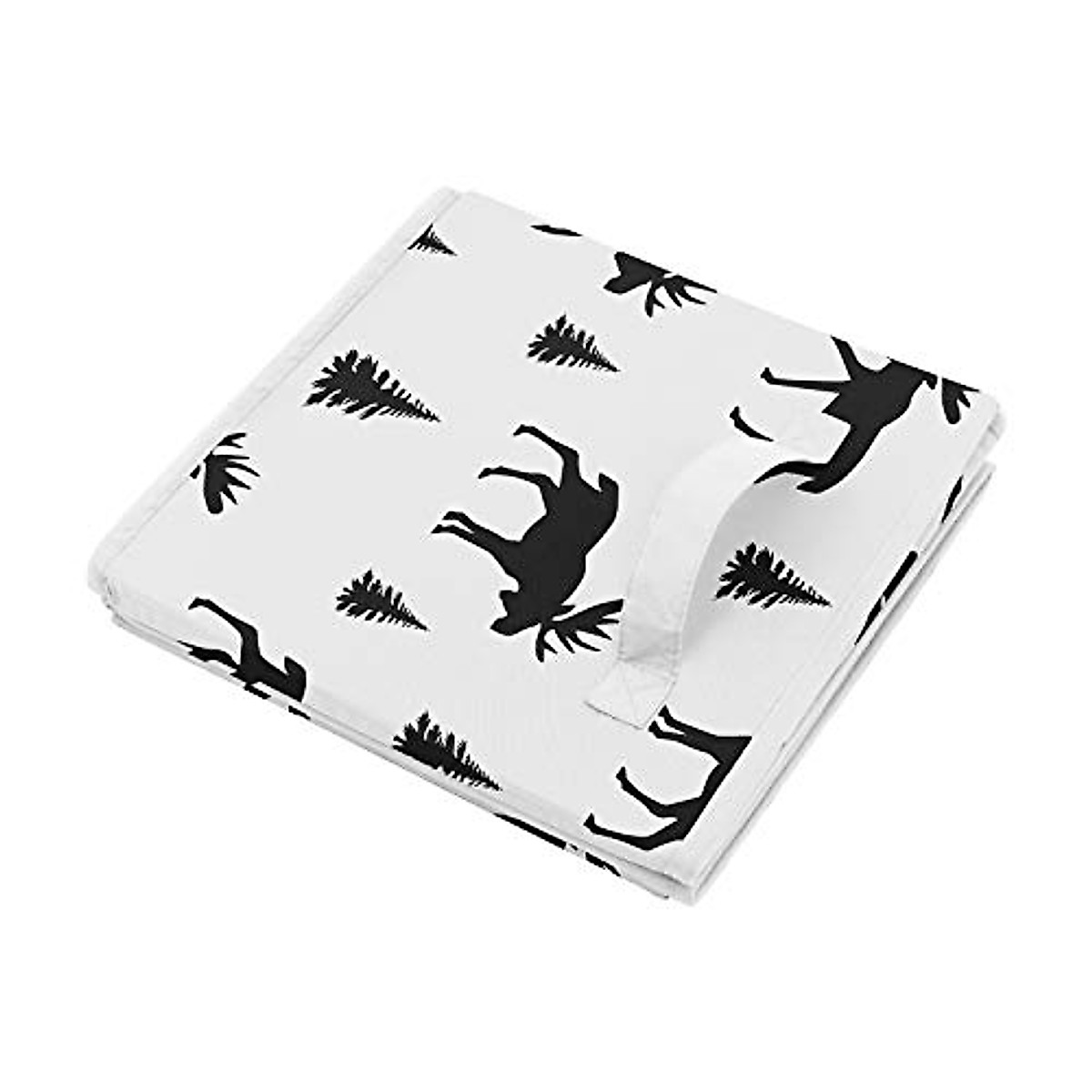 Sweet Jojo Designs Black and White Woodland Moose Boy Baby Nursery or Kids Room Small Fabric Toy Bin Storage Box Chest for Rustic Patch Collection