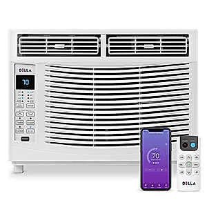 DELLA 6000 BTU Smart Window Air Conditioner with WiFi, GEO Auto Temp On/Off For Where You Are, Energy Star Certified, Remote/App Control, Quiet Operation, With Easy Install Kit, Cools 151-250 Sq.ft