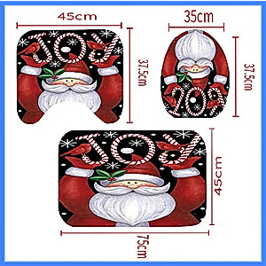 4Pcs Xmas Merry Christmas Shower Curtain Set with Non-Slip Rugs and Toilet Lid Cover Winter Holiday Santa Claus Fabric Shower Curtain Bathroom Decor with Hooks Waterproof Washable 72" x 72''