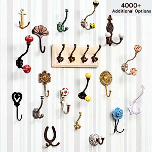 Indian Shelf 3 Piece Wood Boho Wall Hooks for Hanging Coats, Bags, Backpack Decorative Key Holder Unique Coat Rack Wall Mounted Natural Brown Key Hooks