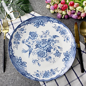 GagalU Porcelain Plate and Bowl Set,Blue and White Porcelain Wedding Dishes Ceramic Gold Plates Bone China Dinnerware Set Christmas Serving Dishes Set Dessert Ceramic Plate Dinner Diashes