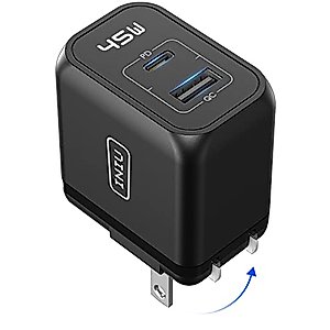 USB A & USB C Charger Block, INIU 45W PD QC3.0 PPS USB-C Foldable Wall Charger Supports Super Fast Charging for Samsung S23 Ultra S23 S22 S21 S20, iPhone 14 13 12, iPad, MacBook Air, Steam Deck