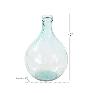 Deco 79 Recycled Glass Handmade Decorative Vase Spanish Bottle Centerpiece Vase, Flower Vase for Home Decoration 11" x 11" x 17", Blue