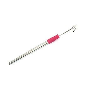 MANGKHUT 3 Pack Metal Reusable Straws with Silicone Tip & Carrying Case & Cleaning Brush, Compact Portable Stainless Steel Drinking Straws with Telescopic Design up to 8.46 inch, Gray & Green & Pink