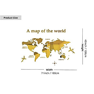 WINDIR 3D World Map Wall Stickers Decor Murals DIY Decal Silver 71x40 inch, Acrylic Office Wall Art Decor Bedroom Living Room TV Wall (Silver: 180x100 cm)