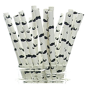 Mustache Party Straws, Moustache Paper Straws (50 Pack) - Mustaches Little Man Birthday Party Supplies, Baby Boy Baby Shower or Birthday Party, Mustache Tableware
