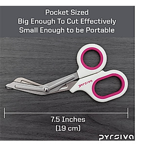 Professional-Grade Emergency Trauma Shears by PYRSIVA MEDICAL | Durable Titanized Blades, Rubberized Grips | For Nurses, EMTs, paramedics, physicians and vets