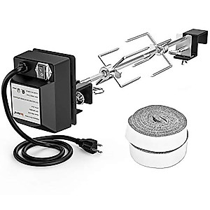 Skyflame Stainless Steel Rotisserie Kit with Heavy Duty Rotisery Motor & Accessories - Compatible with Large BGE | Kamado Joe | Pit Boss & Other Outer Diameter 21.5"-23", 28"-29.5" Ceramic Grill