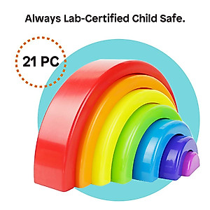 Boley Plastic Rainbow Stacking Block Toy Set - Baby Animal Building Shape Sorter Blocks - Great Educational Learning Toy for Kids, Children, Toddlers
