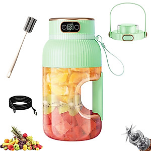 Large Capacity Ovidian Juicer Cup, Multifunctional Portable Juicer Cup with Digital Display, Portable Smoothie Blende with Direct Drinking Lid