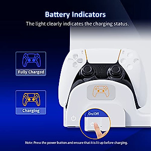 NexiGo PS5 Accessories Wall Mount with DualSense Charging Station, Stable Metal Wall Hanging Stand with LED Charging Indicator for Playstation 5 Console (Disc & Digital), White