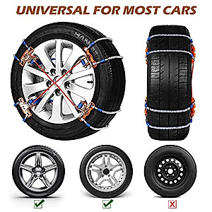 QIYISS Snow Chains, Tire Chains for SUV Car Trucks, 8pcs Universal Adjustable Emergency Traction Chains for 205-265mm Tires Pickup Trucks, Snow Slope Muddy Icy Ground Sandy Land Anti Skid Chains