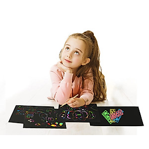 Rzam Scratch Art for Kids with Instructions, Large Size 8.5 X 11 Inches Kids Art Supplies, 20 Sheets Rainbow Scratch Paper for Kids Crafts, Arts and Crafts for Kids