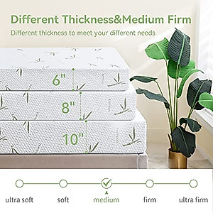 Opoiar Queen Size Mattress 8 Inch, Medium Firm Mattress in a Box,Gel Green Tea Memory Foam Mattress with Breathable Bamboo Cover,Cool Sleep&Pressure Relief,CertiPUR-US Certified,Made in USA