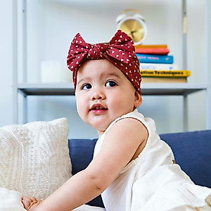 LuxLin Baby Headbands with Bows | 4 Pack | Elsie Design | Soft Polyester Blend Fabric | Stretch Fit | For Newborn Infant Toddler Girls