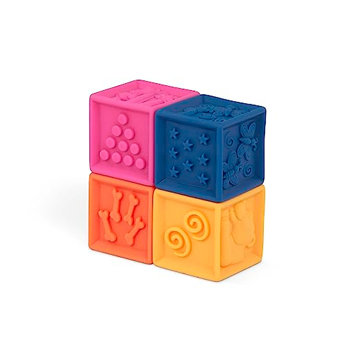 B. – Baby Blocks – Stacking & Building Toys for Babies – 10 Soft & Educational Blocks – Numbers, Shapes, Colors, Animals – 6 Months + – One Two Squeeze