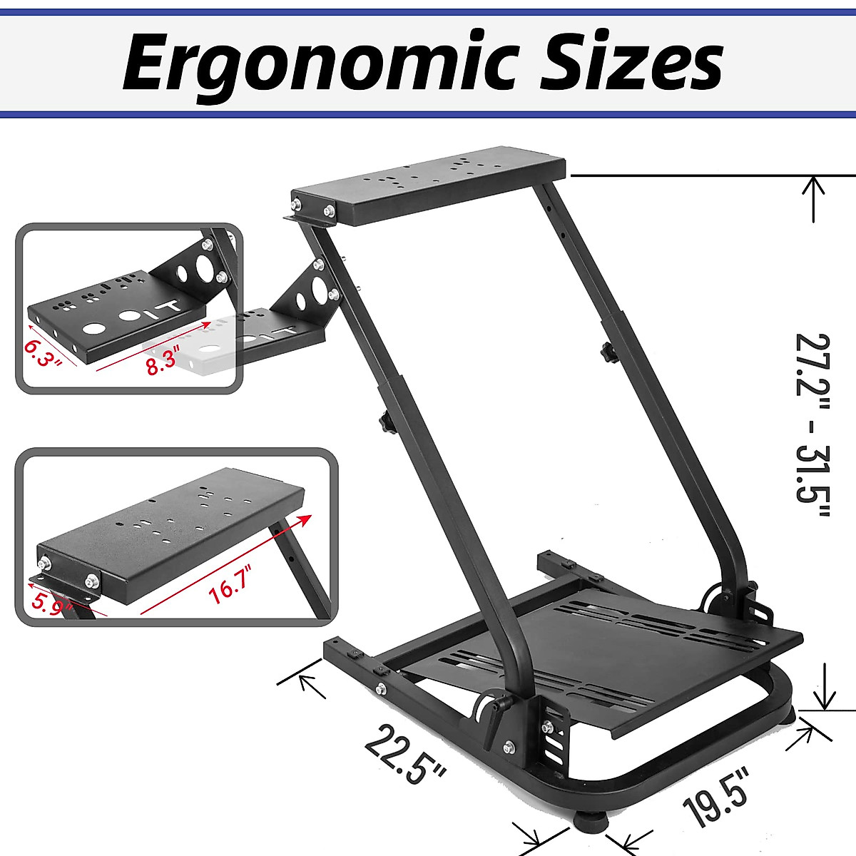 Minneer PRO Racing Wheel Stand Height Adjustable with Shifter Upgrade for Logitech G25,G27,G29,G920,G923,Thrustmaster TMX, T80, Gaming Steering Simulator Cockpit Wheel and Pedals Not Included