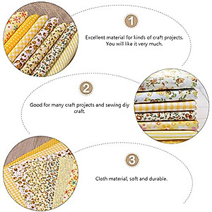 Healifty Fabric 7pcs Cotton Patchwork Bundle Squares Patchwork Lint Different Designs for DIY Sewing Quilting Scrapbooking Yellow Quilting Quilting Quilting Fabric
