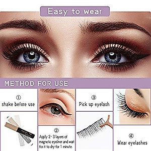 UNIWIN Magnetic Eyelashes with Eyeliner, Magnetic Eyeliner and Magnetic Eyelashes Kit, 5 Pairs Reusable 3D Natural Look, False Lashes Magnetic with Tweezers (No Glue Needed)