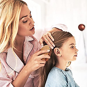 Hair Brush, Wooden Massage Comb, Round Wood Pins Anti-Static Protect Scalp and Hair, Hairbrush Massages the Scalp Well While Combing The Hair