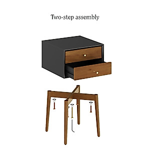 Nathan James Harper Modern Nightstand Side Accent or End Table with Storage Drawer, 1, Black/Brown