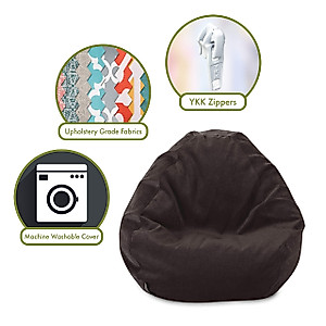 Majestic Home Goods Classic Bean Bag Chair - Villa Giant Classic Bean Bags for Small Adults and Kids (28 x 28 x 22 Inches) (Storm Brown)