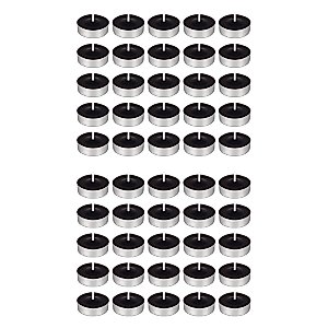 Mega Candles 50 pcs Unscented Black Tea Lights Candle, Pressed Wax Candles 3.5 Hour Burn Time, for Home Décor, Wedding Receptions, Baby Showers, Birthdays, Celebrations, Party Favors & More