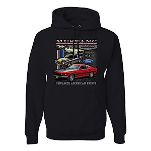 64 Ford Mustang Untamed Spirit Licensed Official Mens Hoodies, Black, 2XL