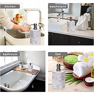 15Oz White Marble Style Resin Soap Dispenser Set of 2,Suanti Hand and Dish Soap Dispenser for Bathroom Counter&Kitchen Sink Decor,Refillable Soap Bottle with Easy-Press Pump for Liquid Soap or Lotion