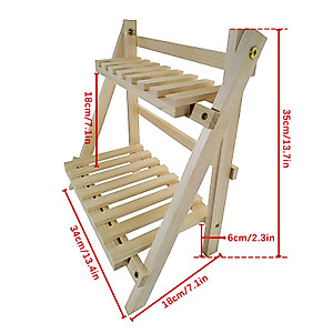 Wooden Double Layer Rack Desk Storage Organizer, Foldable 2-Tier Ladder Shelves, Durable Shelf Flower Pot Seasoning Storage Racks, Sundries Shelf, Home Decor Organizer(Ladder)