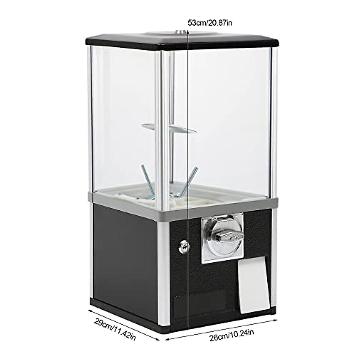 Commercial Vending Machine, Candy Gumball Vending Machine Gumball Bank Candy Vending Machine Prize Machine for 1.18-2.17in Toys/Candies, 11.42 * 10.24 * 20.87 in (Black)