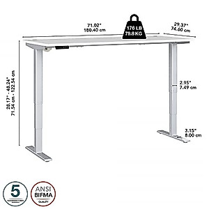Bush Business Furniture Move 40 Series Electric Height Adjustable Standing Desk, 72W x 30D, White