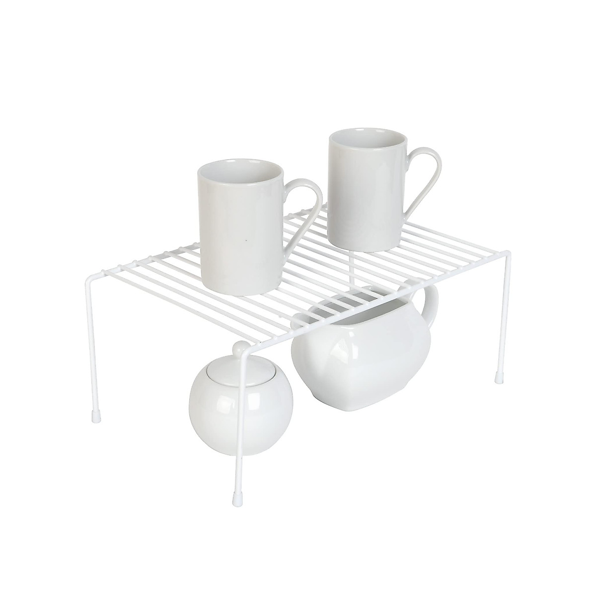 Smart Design Cabinet Storage Shelf Rack and Undershelf Storage Basket Bundle – Medium Shelf Rack (8.5 x 13.25 Inch) and Medium Storage Basket (16 x 5.5 Inch) – Steel Metal Wire – White