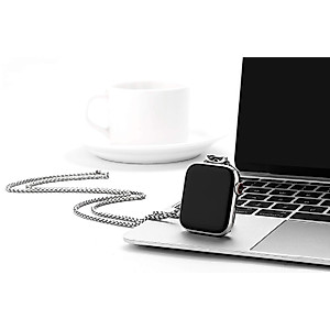 HiPai Necklace Adapter Pendant Compatible with Apple Watch, Infinity & Double Loop Connector Comes with 32inch Stainless Rollo Wheat Chain 3mm for iWatch Series 9/8/7/6/5/4/SE/Ultra 2/Ultra